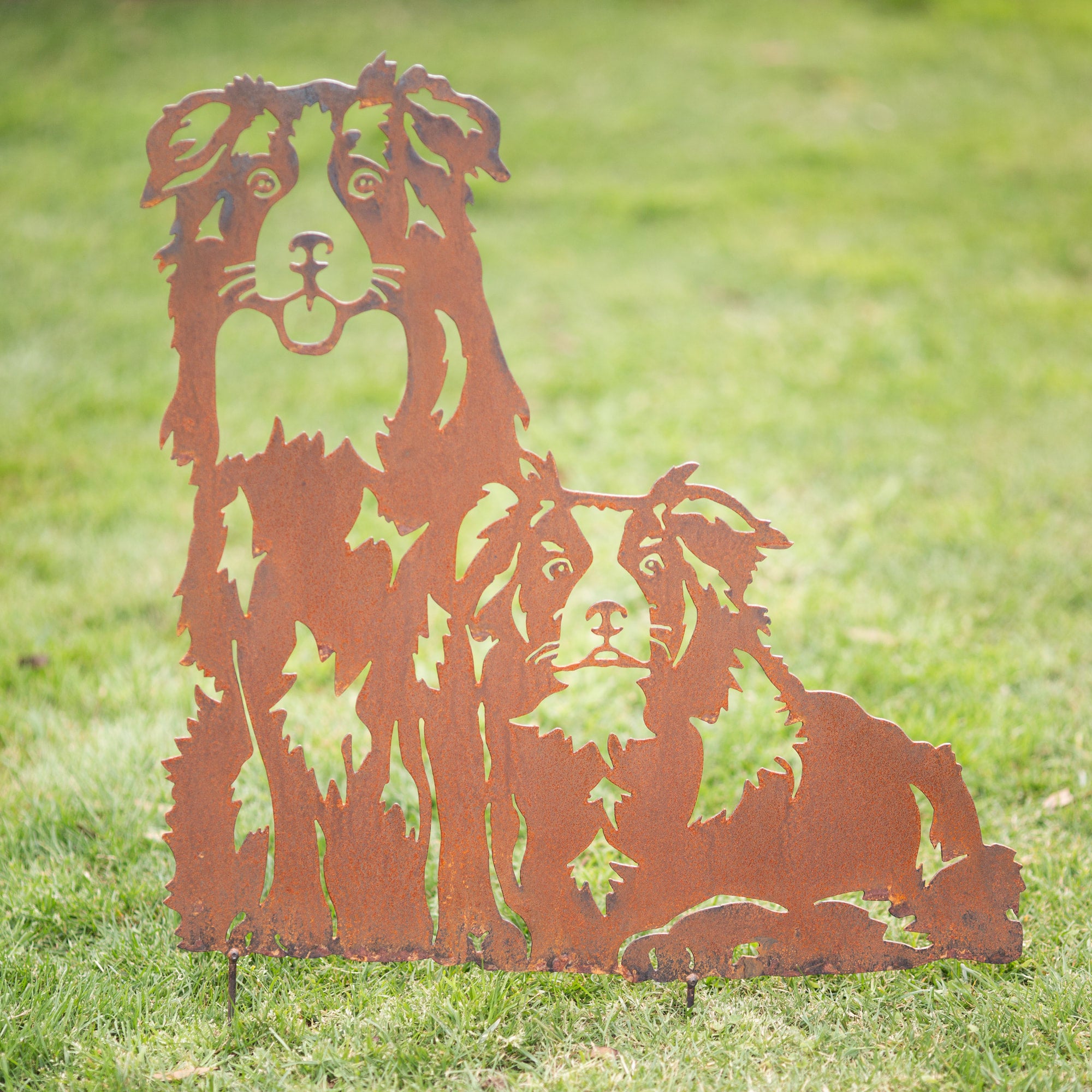 Farm Dogs Rusty Garden Metal Art, Border Collies, pet memorial ...