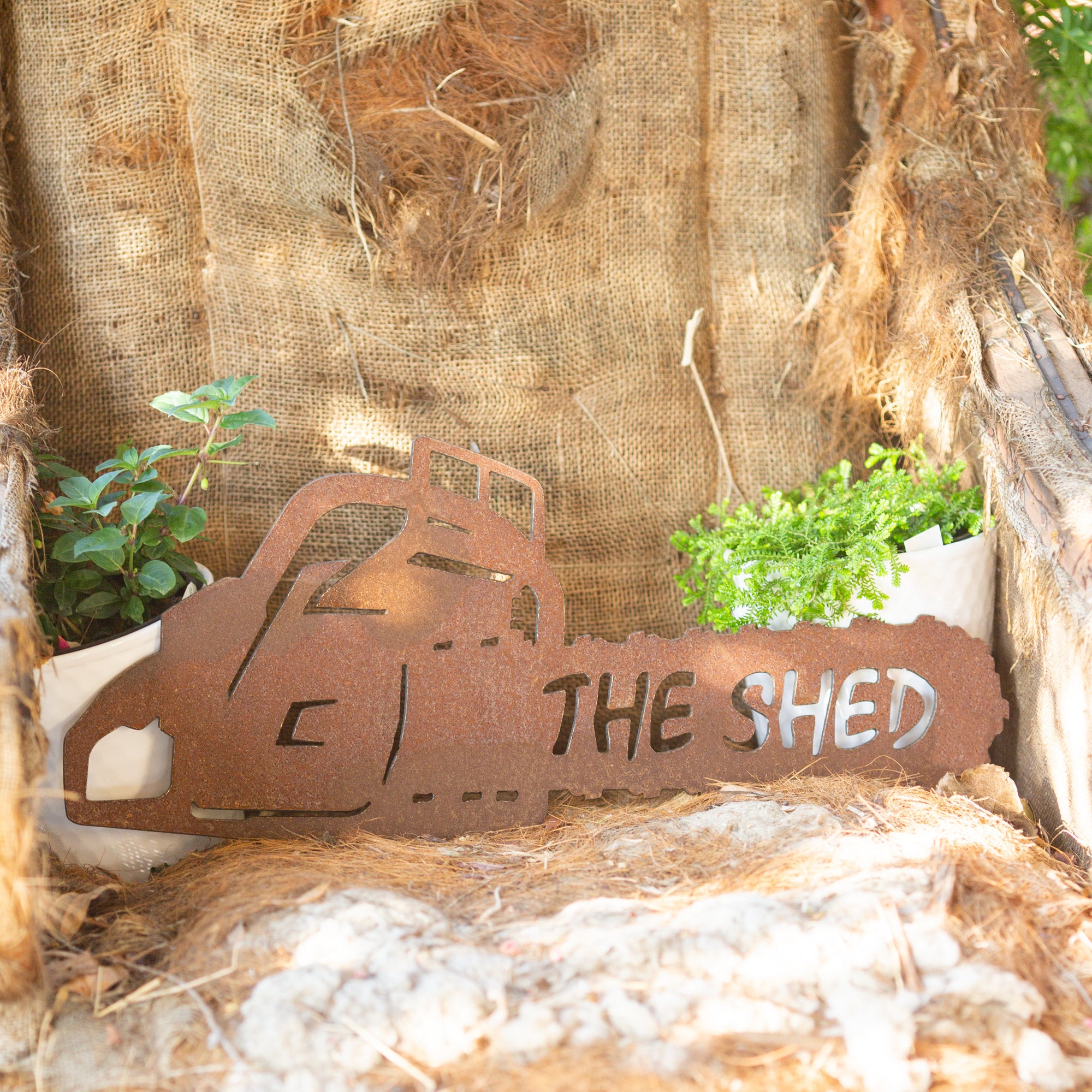 Chainsaw Shed Signs Dad Fathers Day Outdoor Decor Garden Sculpture ...