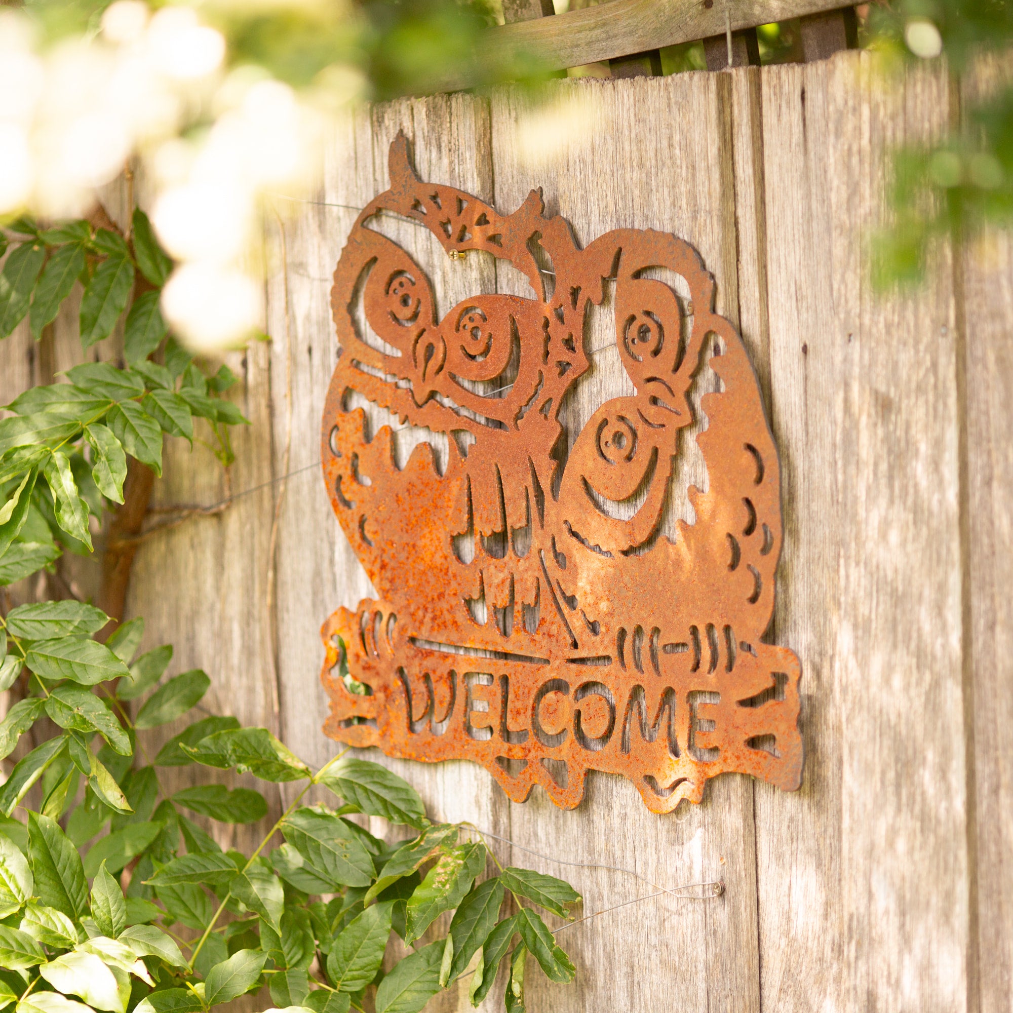 Cute Welcome Sign Owls Metal Art Sign | Gravelly Beach Metalworks
