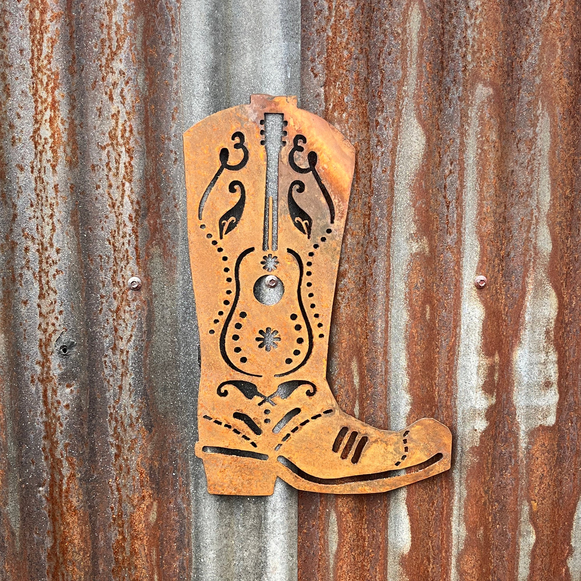 Cowboy Boot Rusty Metal Wall Art | Gravelly Beach Metalworks