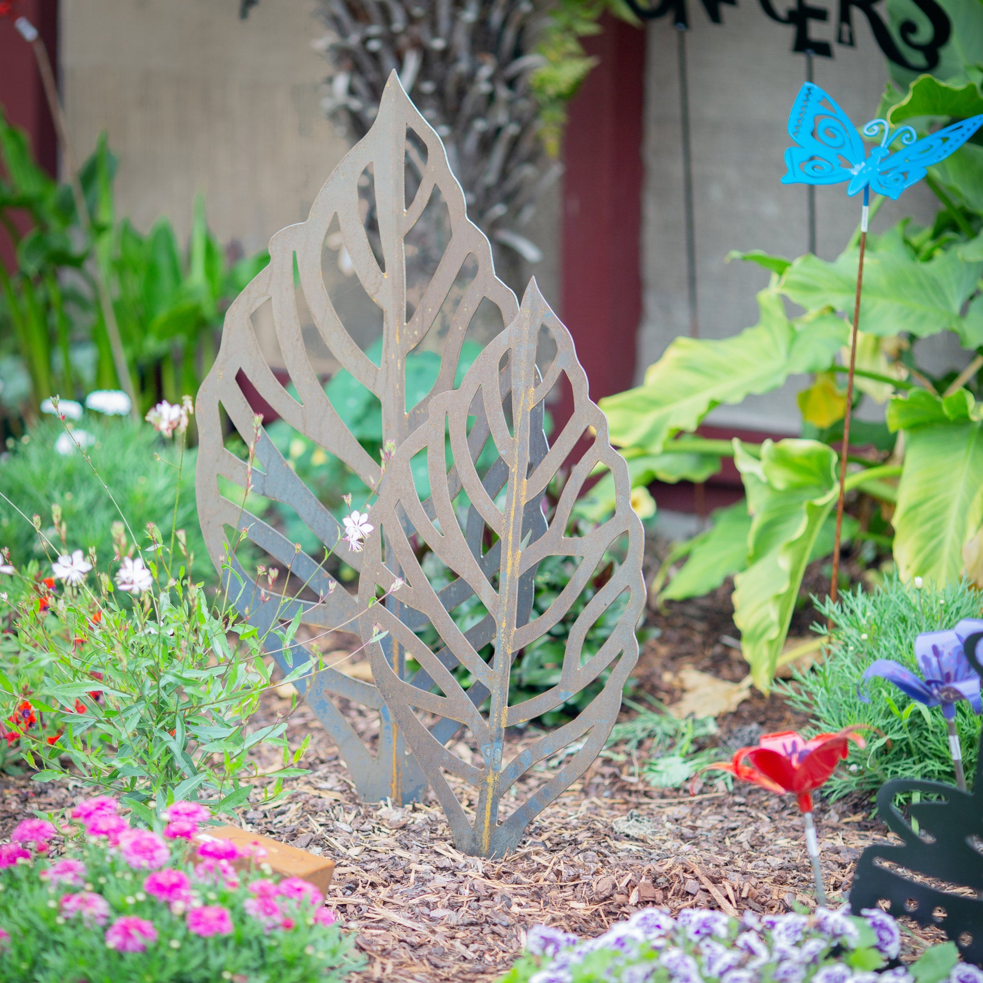 Set of Two Garden Leaf Sculptures | Gravelly Beach Metalworks