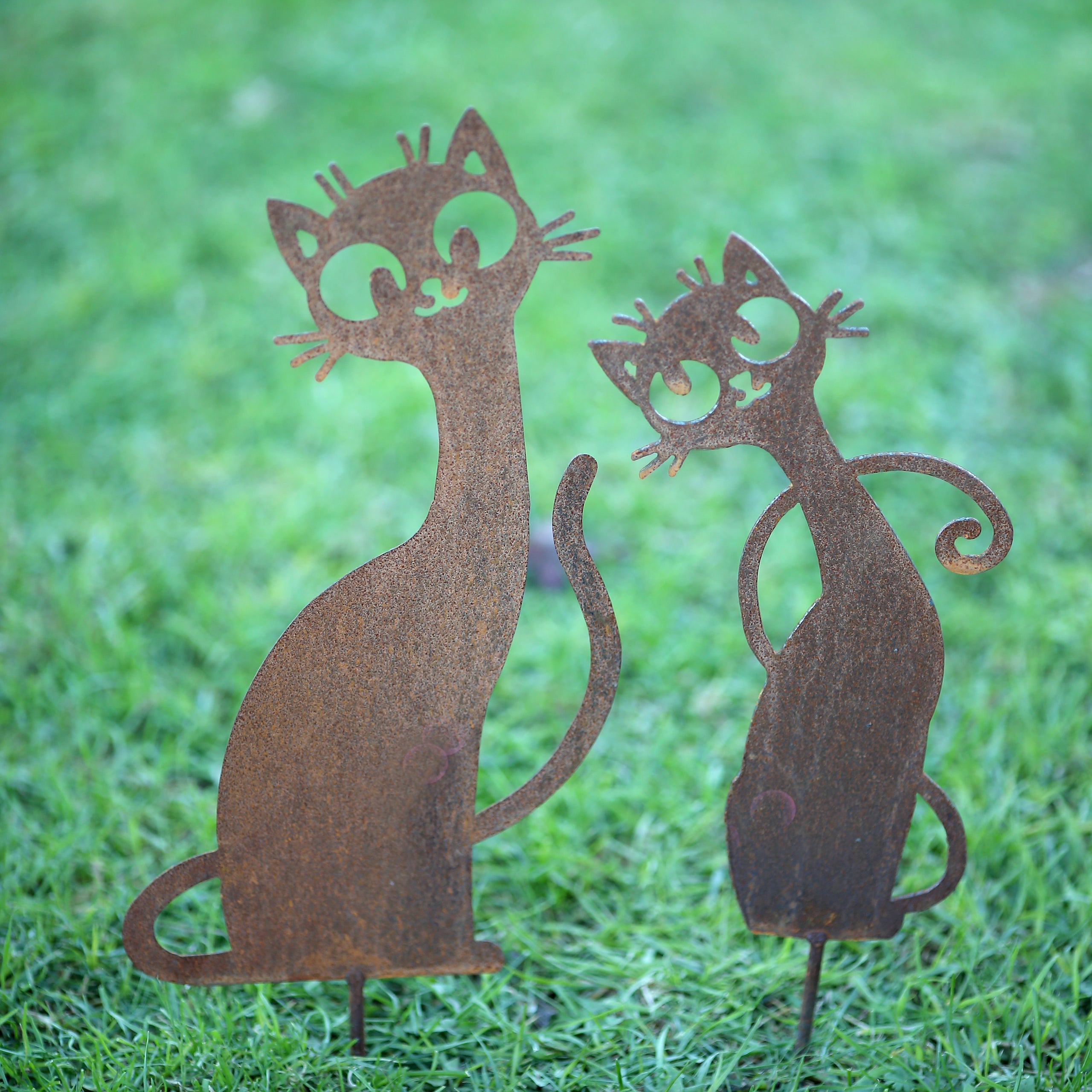 Cat Garden Stake Silhouette Crazy Cats Metal Art Decor Rusty Pet cat-garden-stake-silhouette-crazy-cats-metal-art-decor-rusty-pet